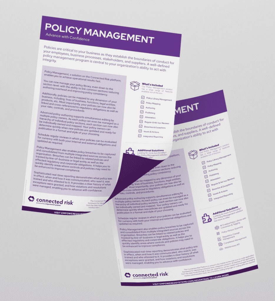 Policy Management Solutions for Connected Risk® and EmpoweredESG®